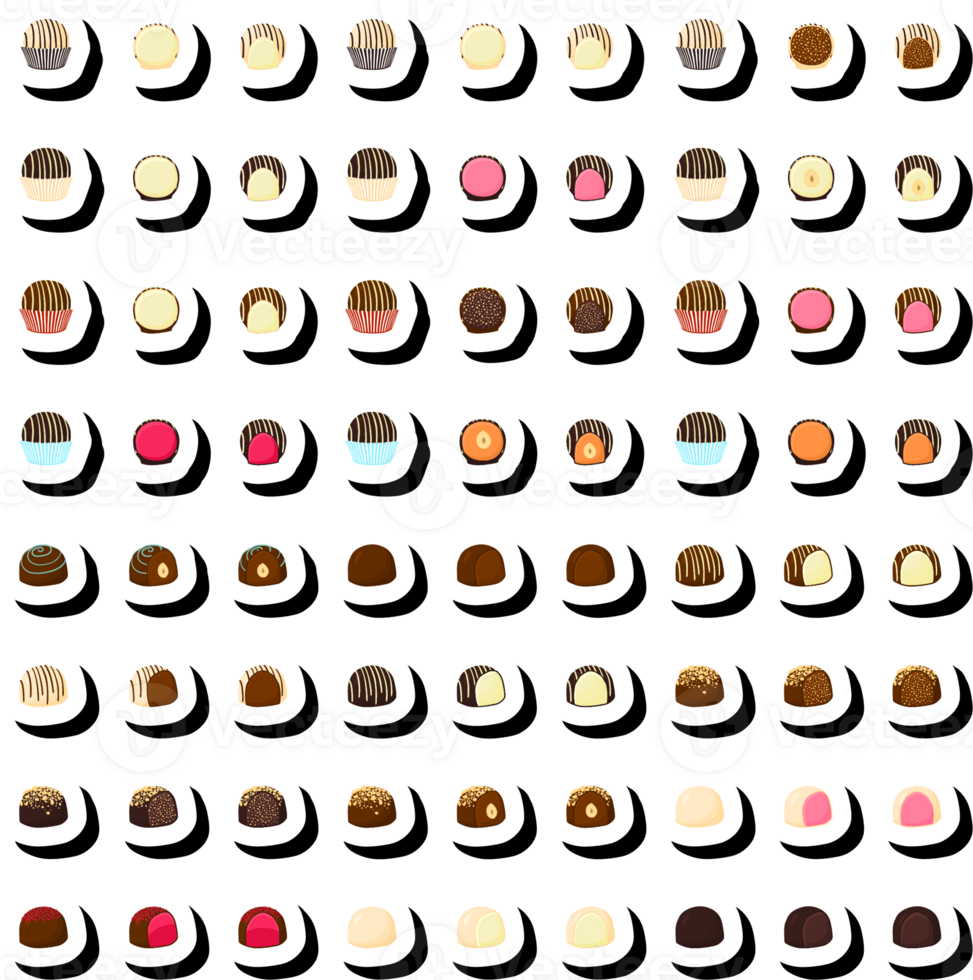 Illustration On Theme Beautiful Big Set Sweet Chocolate Candy Bonbon