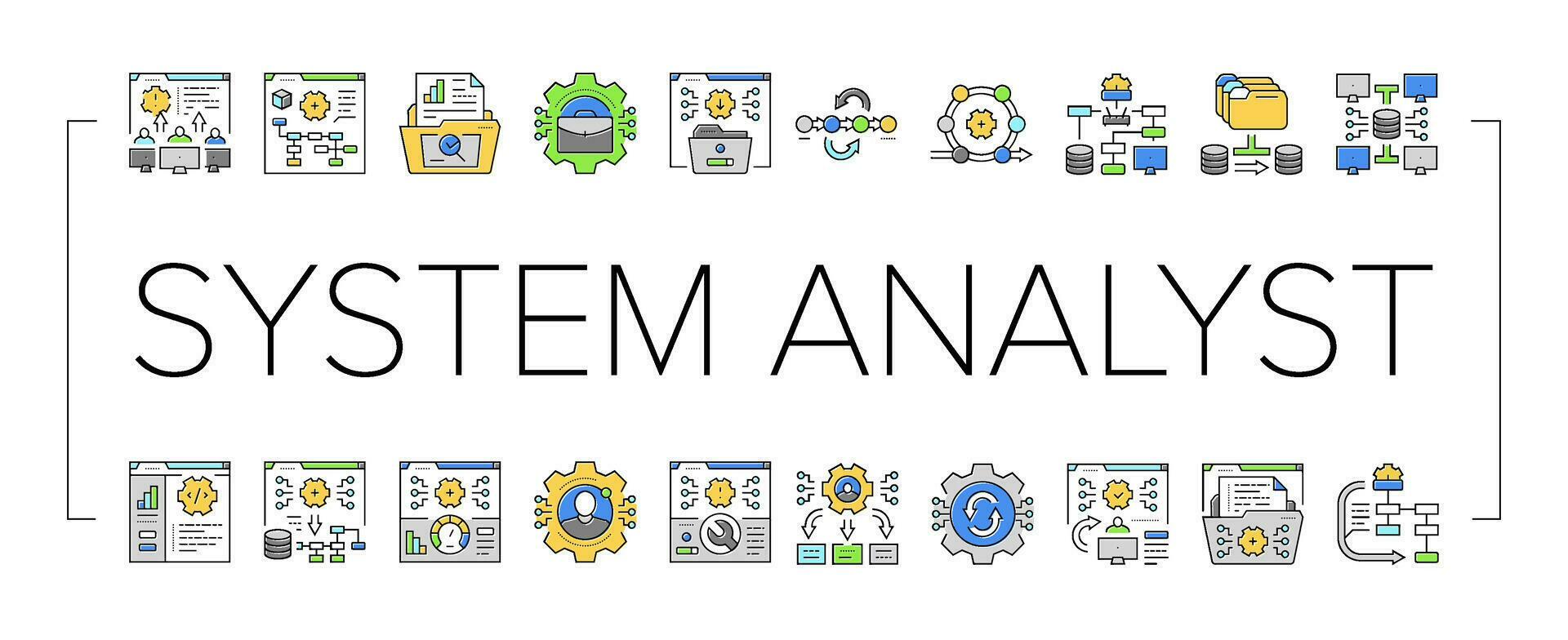 System Analyst Data Icons Set Vector 36279941 Vector Art At Vecteezy