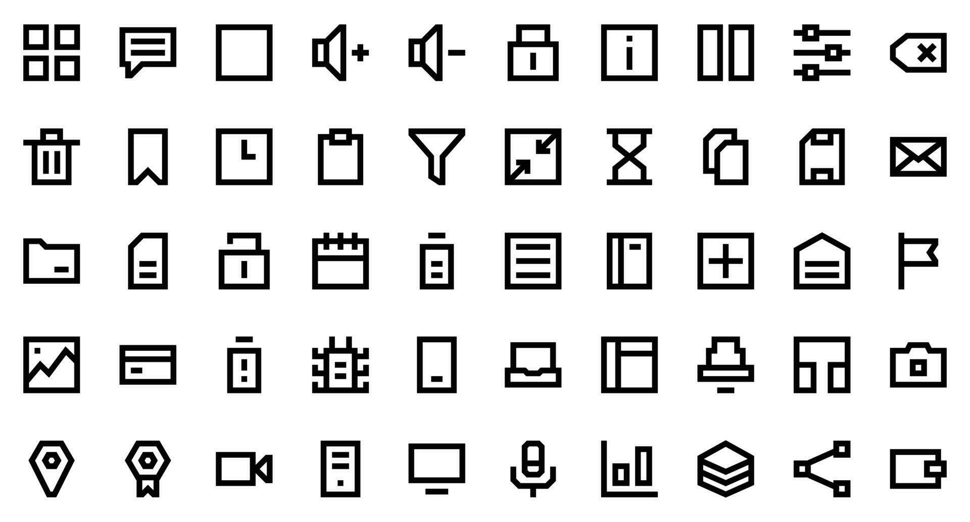 User Interface Set Set Line Outline Icons User Interface Symbols