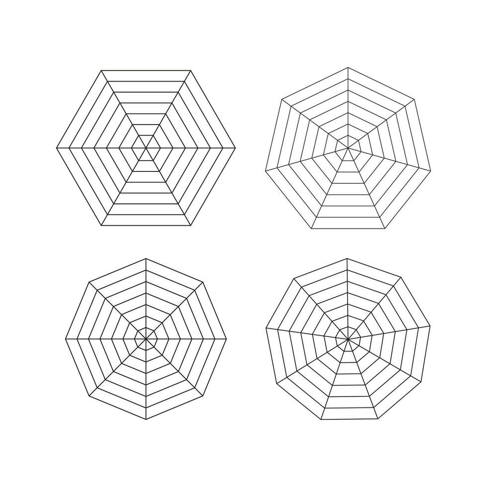 Radar, spider diagram templates. Spider mesh. Polygon graphs. Diagrams ...