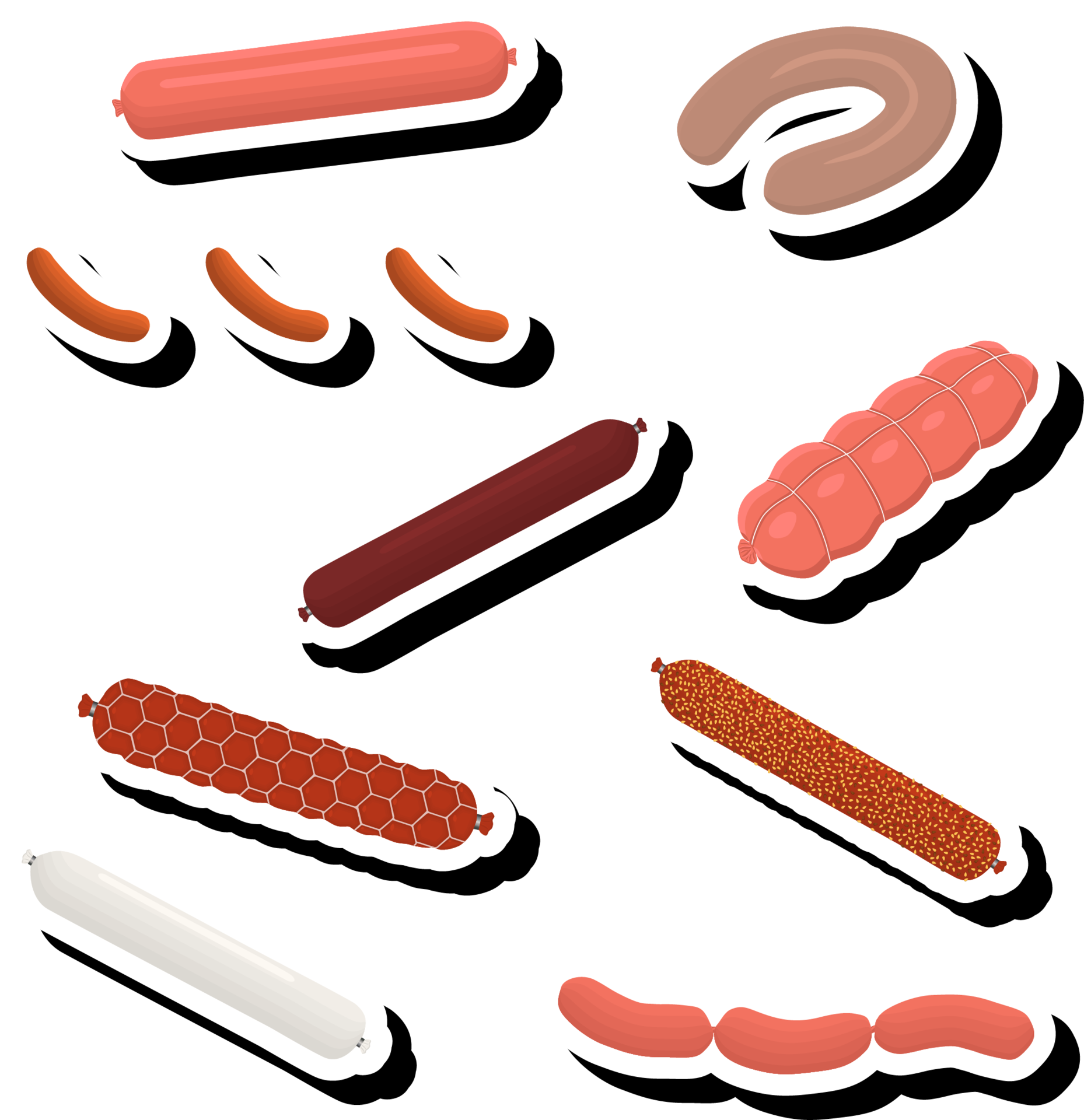 Illustration on theme big set different types delicatessen meat ... Illustration on theme big set different types delicatessen meat ...