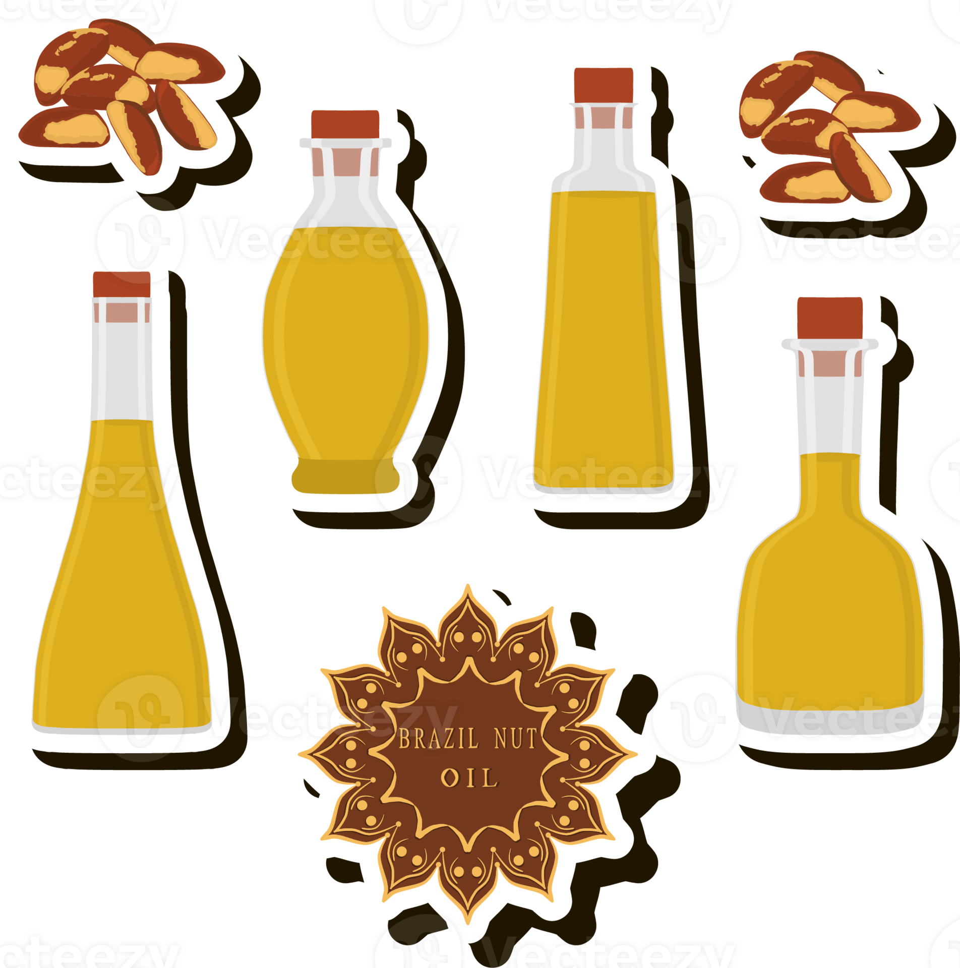 Illustration on theme big set different types liquid oil, bottle ...