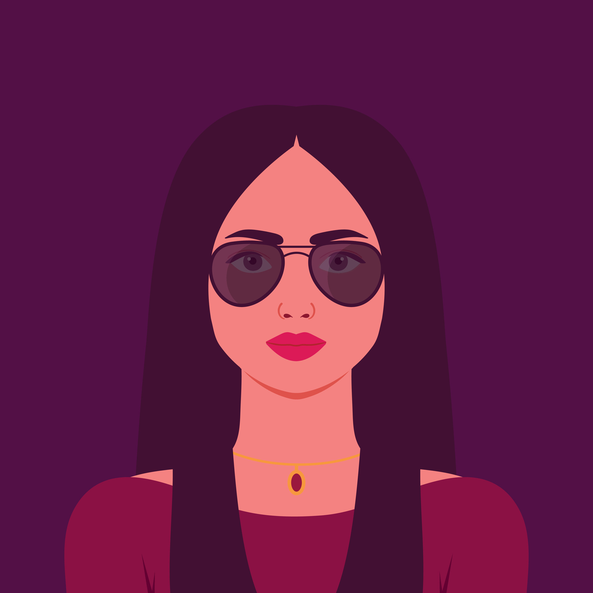 Beautiful Woman In Sunglasses Portrait Or An Avatar Of A Girl In