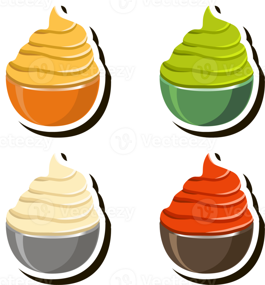 Set Various Types Beautiful Tasty Edible Bright Sauce Consisting Of Various Ingredients 36281991 Png