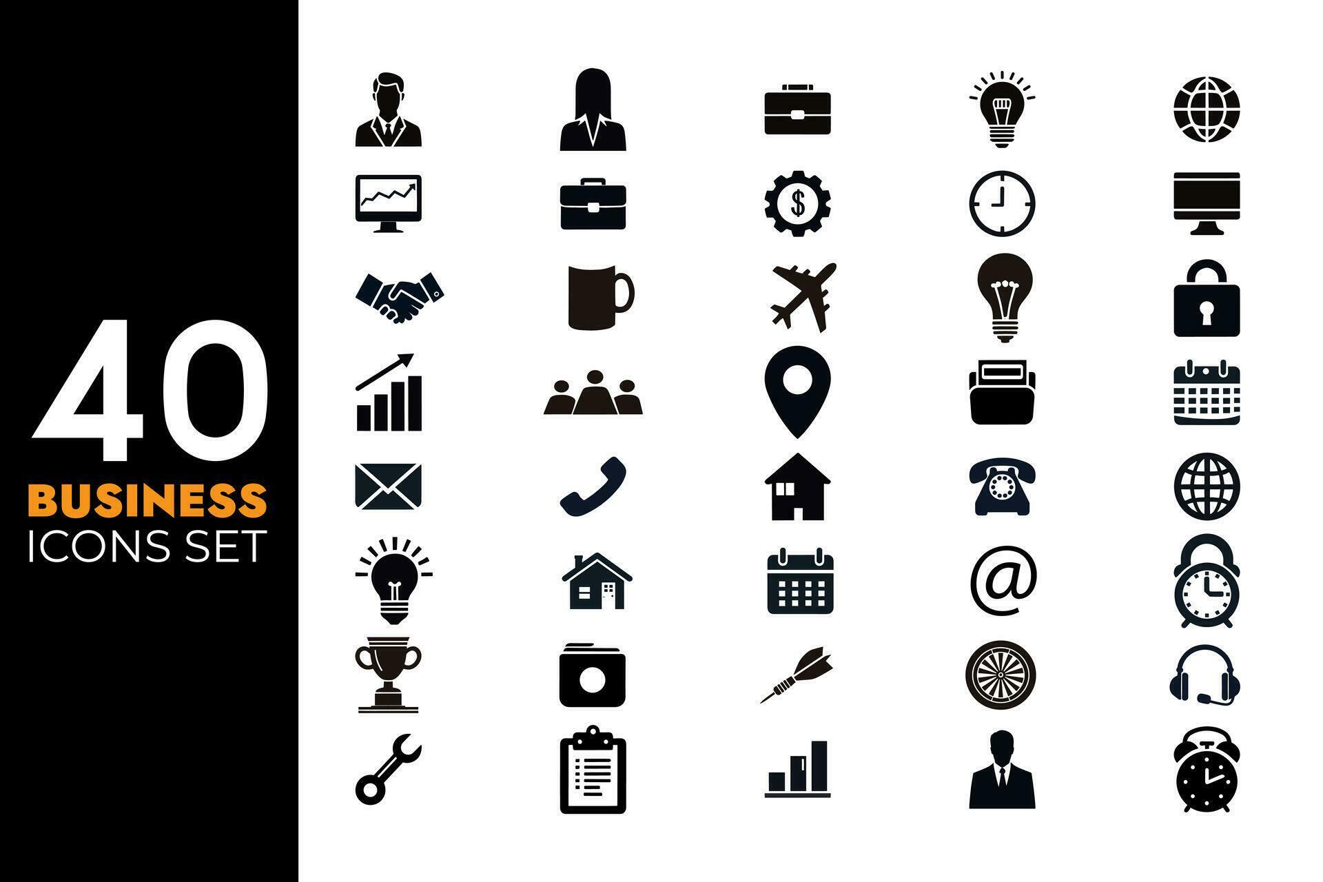 40 Popular Business Vector Icons Set 36284775 Vector Art at Vecteezy
