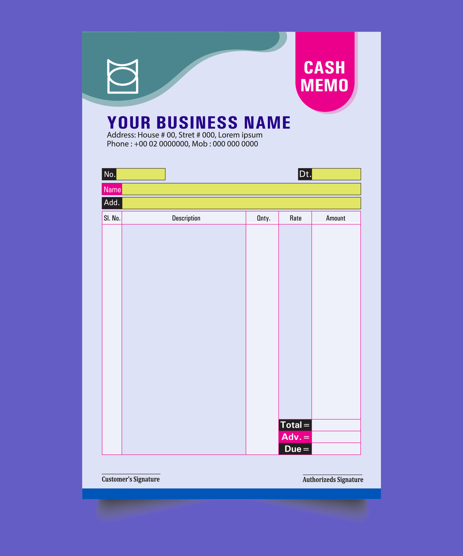 Business payment Cash memo invoice vector template design, cash memo ... Business payment Cash memo invoice vector template design, cash memo ...