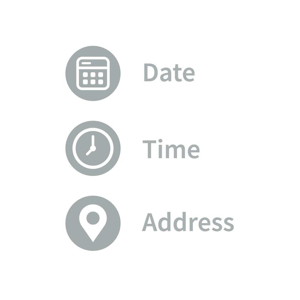 Address, date, time icons set vector illustration 36287119 Vector Art at Vecteezy