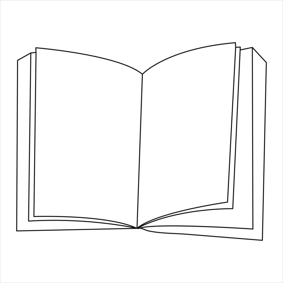 Continuous Single Line Open Book Art Drawing Vector Style Illustration