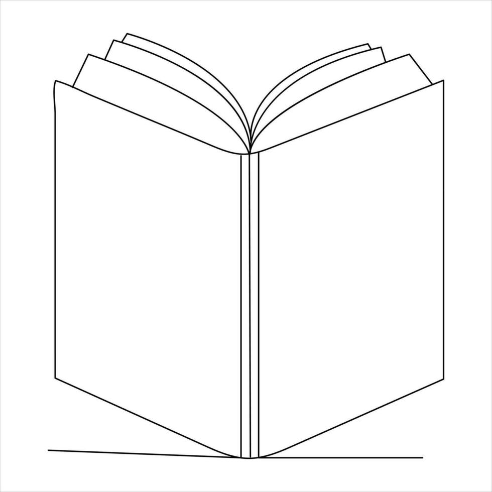 Continuous Single Line Open Book Art Drawing Vector Style Illustration