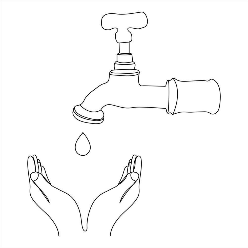 Single Line Continuous Drawing Earth Water Drop And Concept World Water