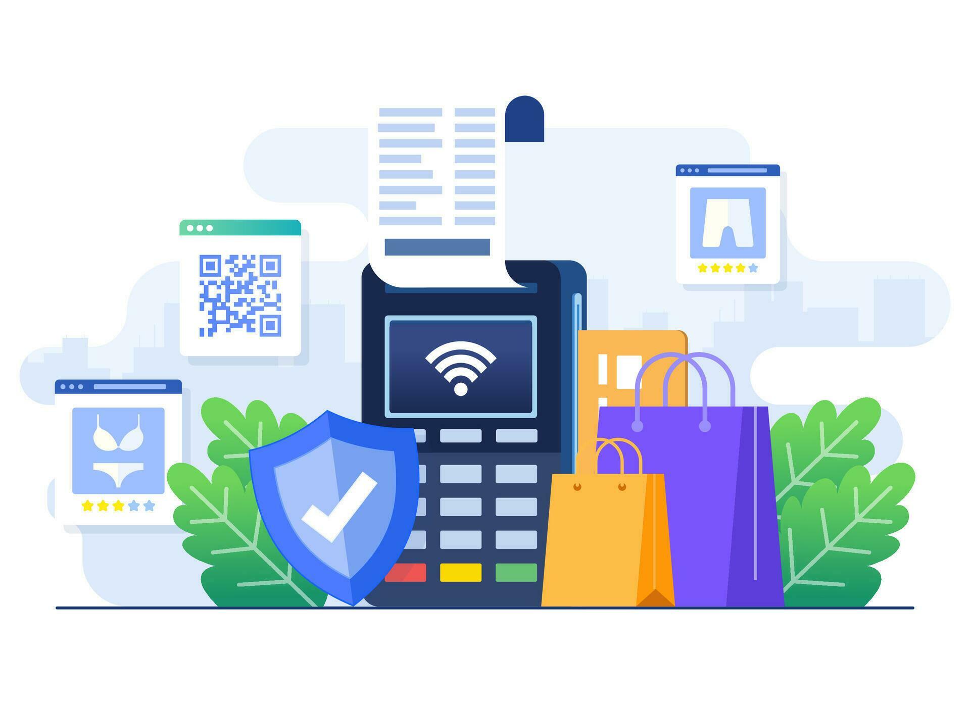 Secure contactless payment flat illustration vector template, Wireless ...