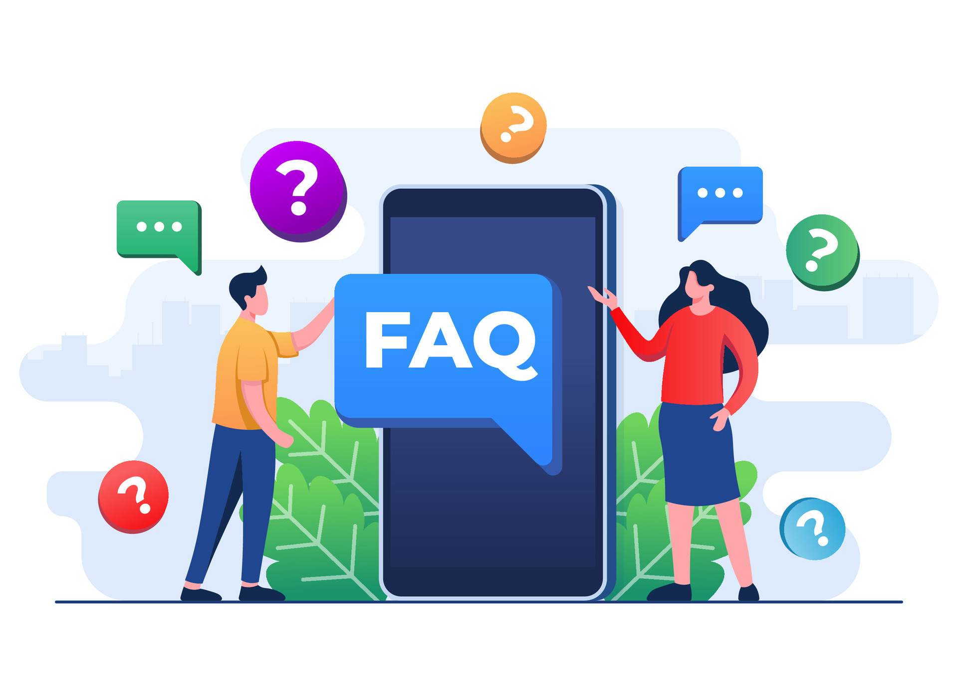 People having questions, Frequently asked questions concept flat illustration vector template ...