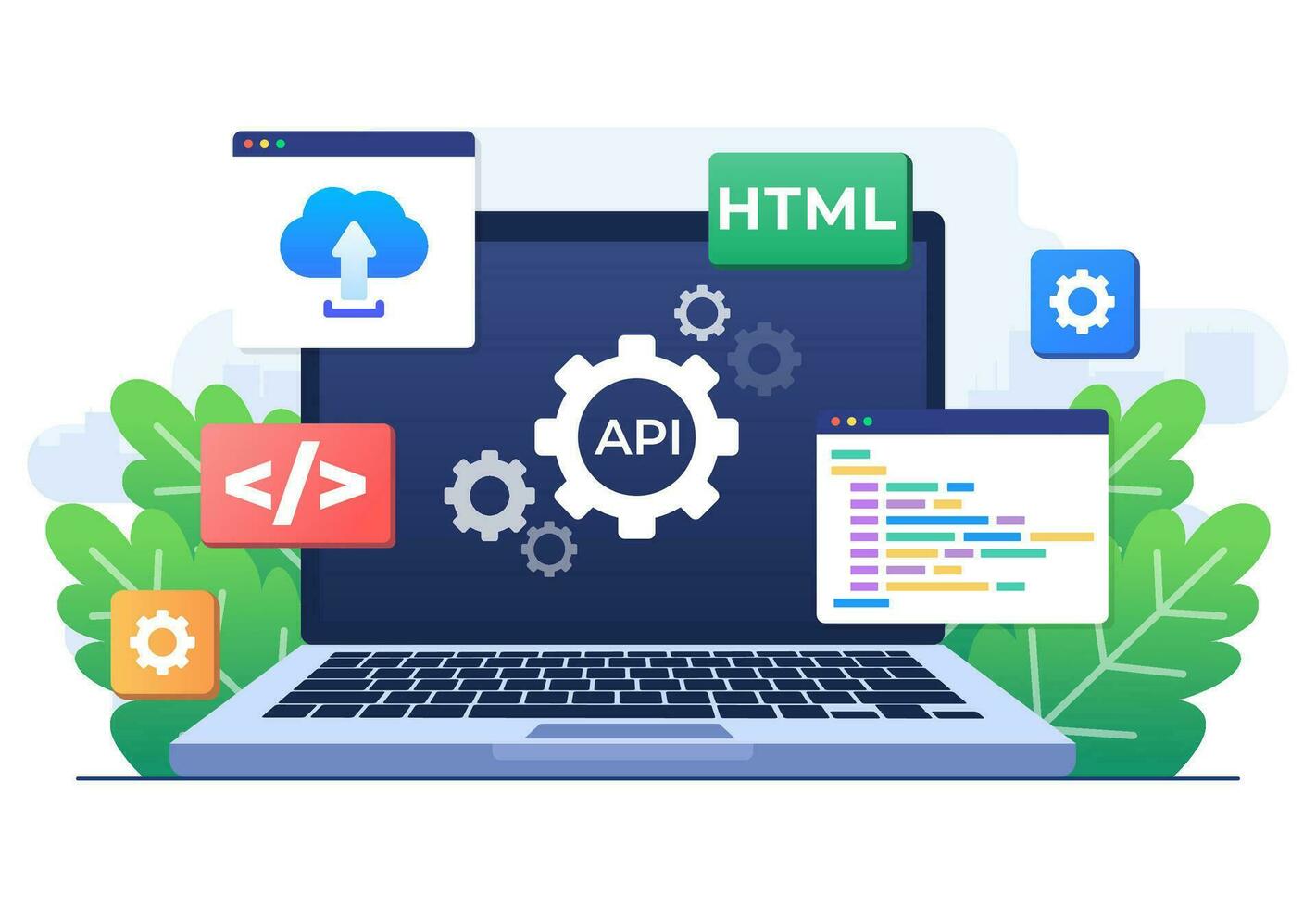 Application Programming Interface Concept Api Provides The Interface For Communication Between