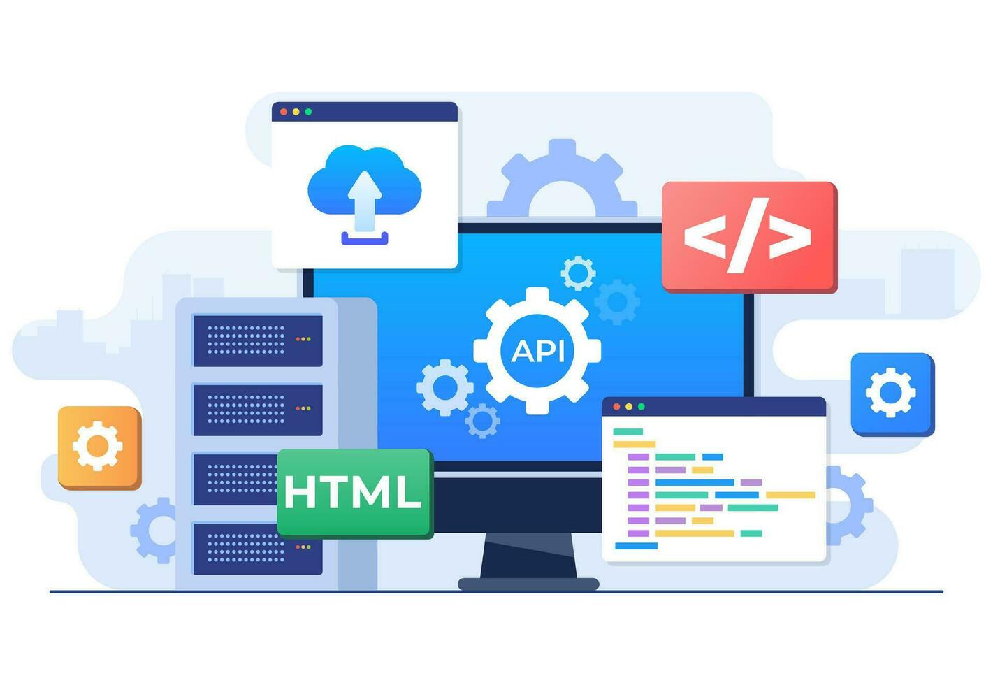 Application Programming Interface Concept Api Provides The Interface For Communication Between