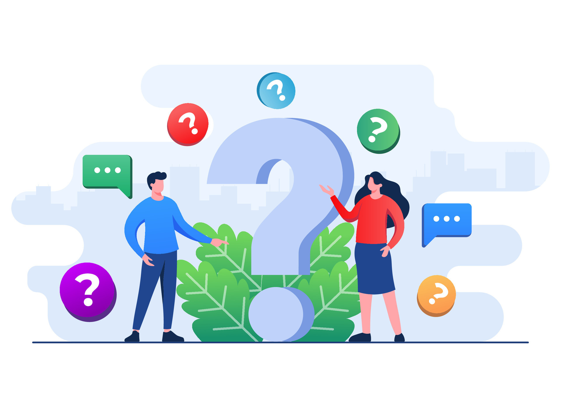 People asking questions, Frequently asked questions concept flat illustration vector template ...
