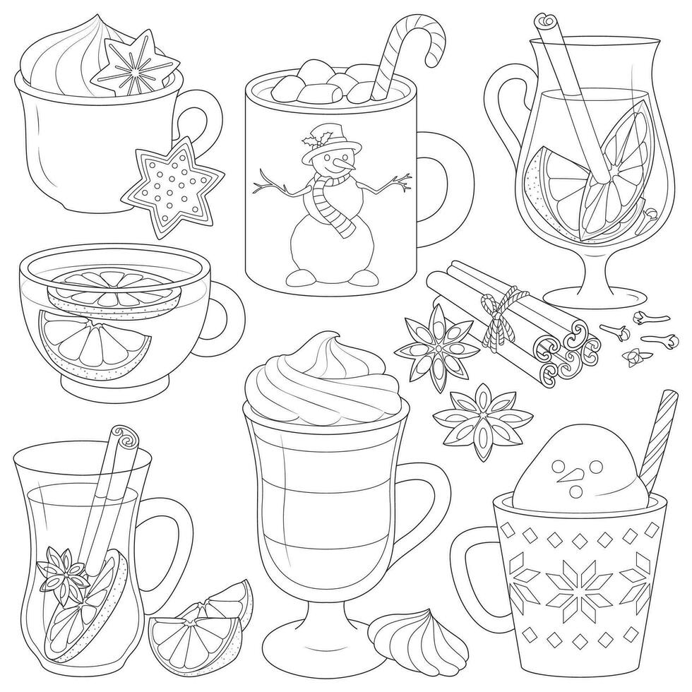 Christmas holiday coffee mug. Winter hot drinks. Art therapy Coloring ...