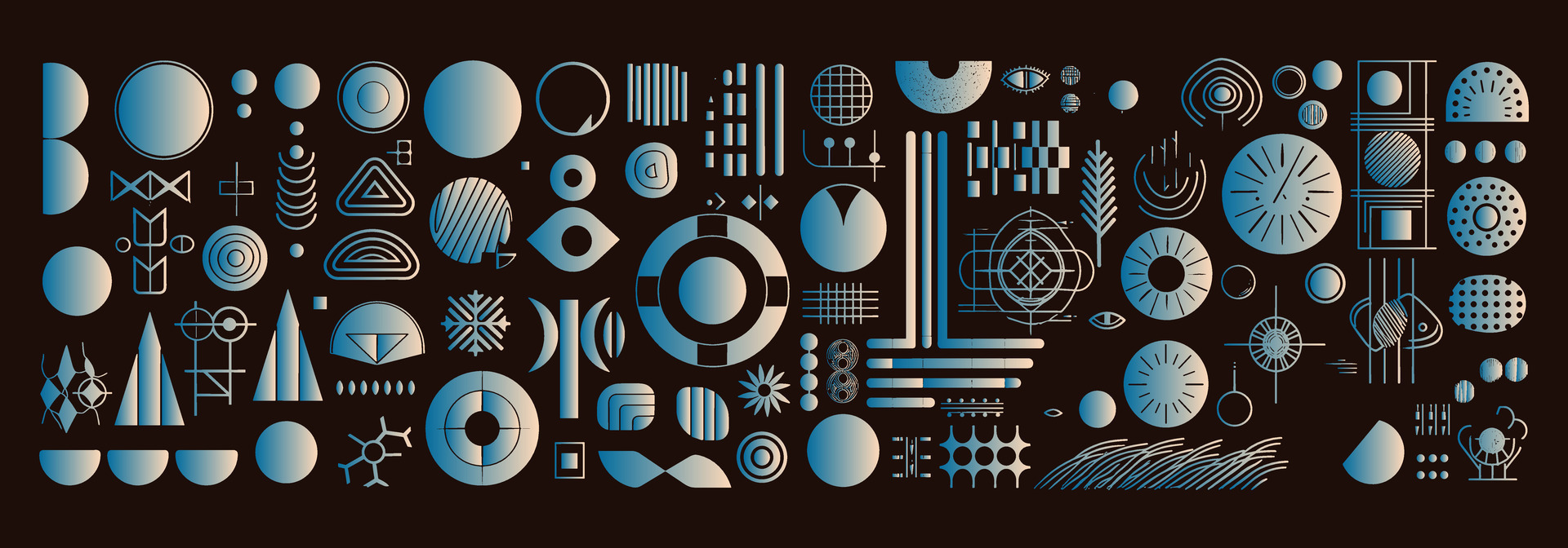 Abstract retro geometric shapes set, contemporary elements, 70s groovy ... Abstract retro geometric shapes set, contemporary elements, 70s groovy ...