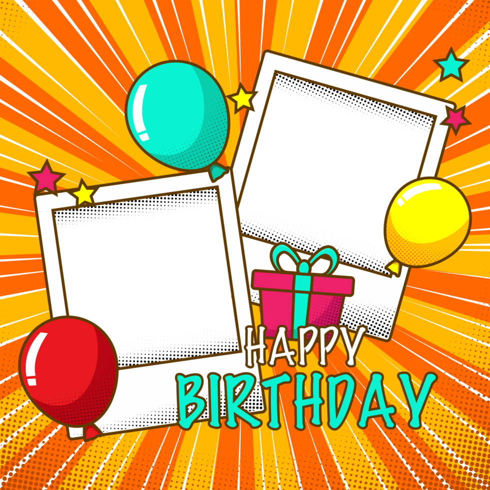 Happy Birthday Greeting Card With Balloons And T Boxes 36297135 Png