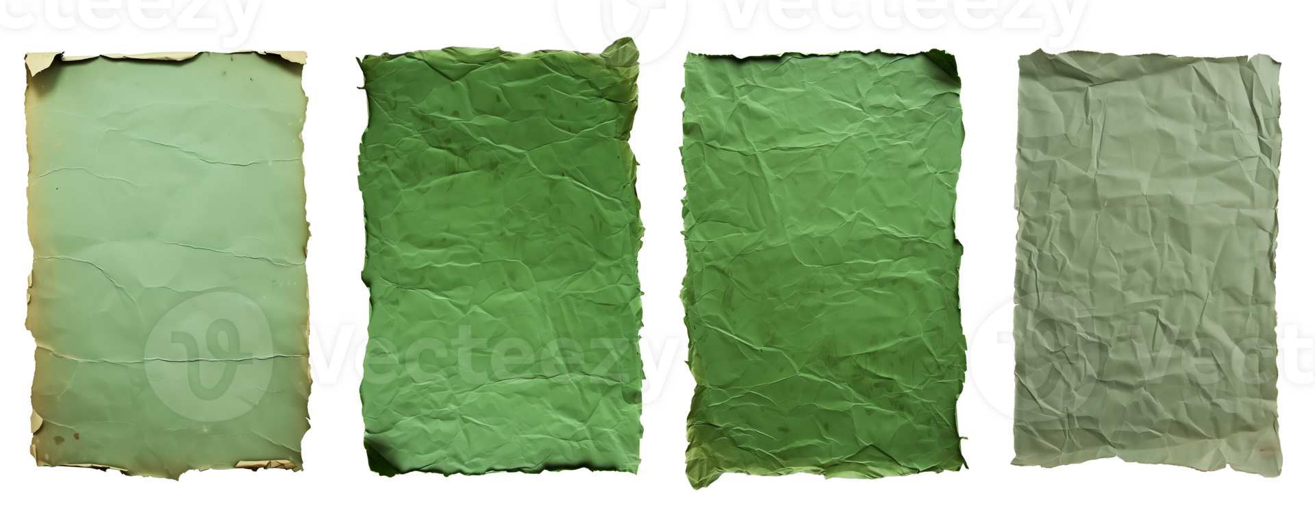 Ai Generated Textured Green Paper Assortment Isolated Showcase 36297530 Png