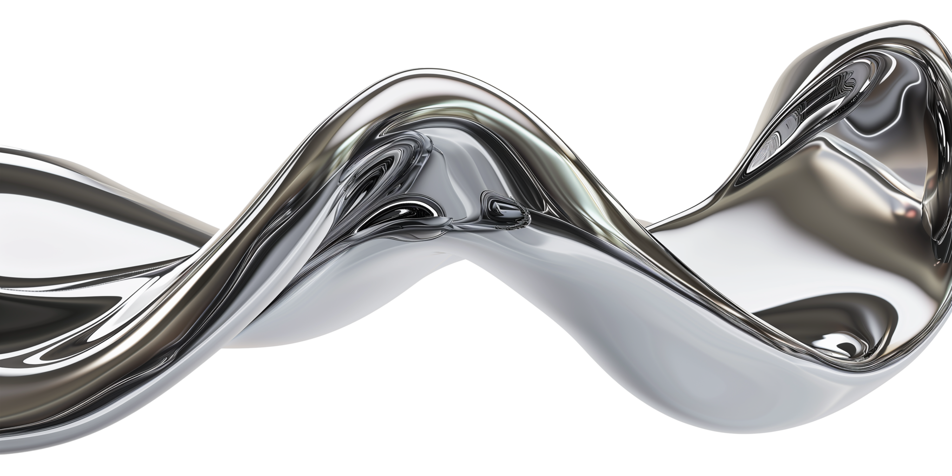AI generated 3D chrome metallic abstract shape objects on transparent ...