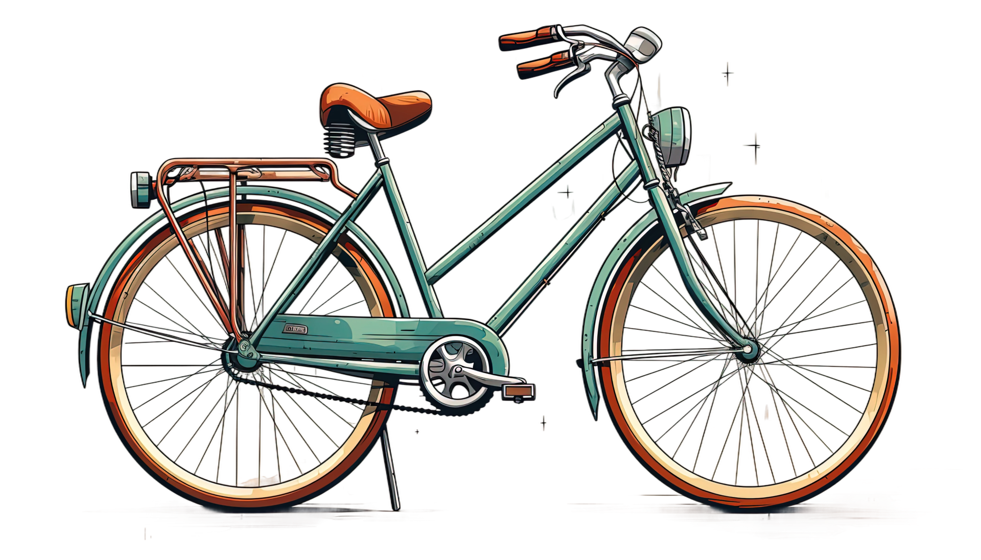 AI generated Vintage bicycle clipart, transparent background, retro bike illustration, antique ...