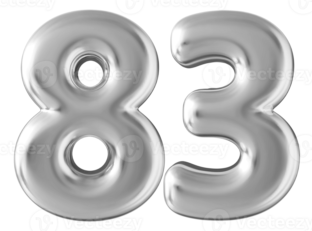 Silver 3d number 83 36304388 PNG