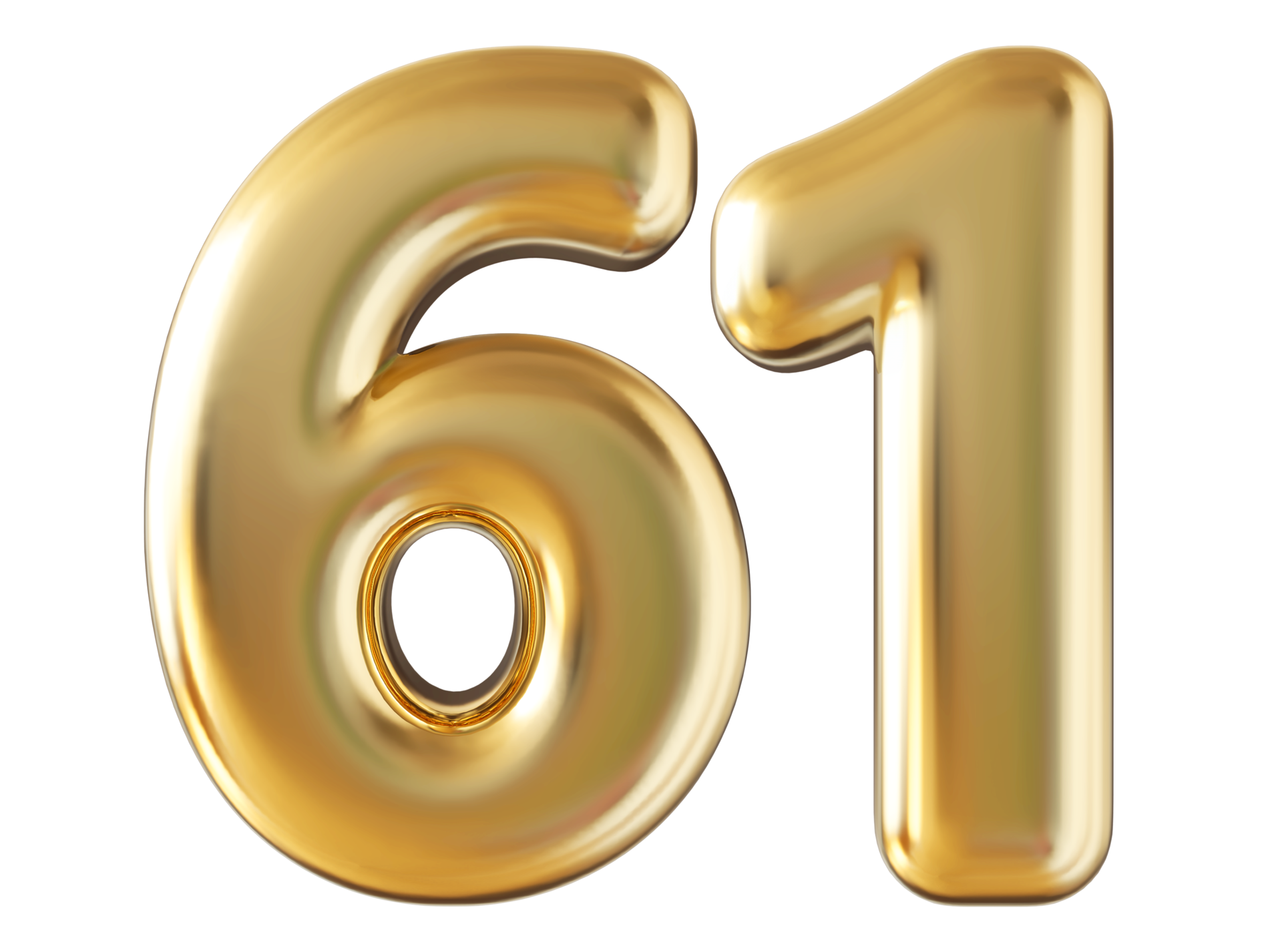 Gold 3d number 61 36304530 PNG