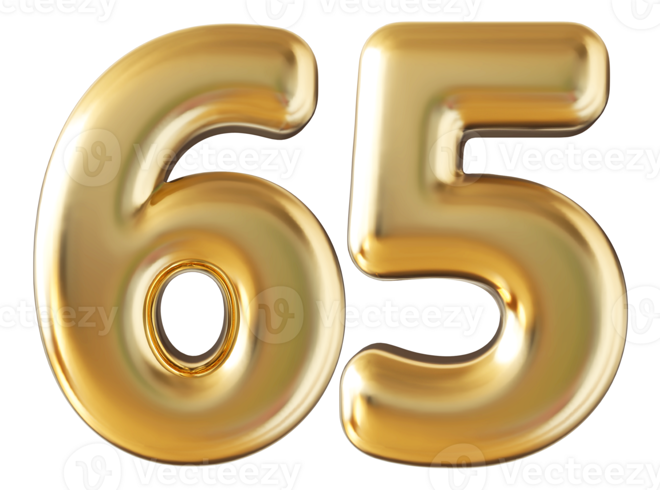 Gold 3d number 65 36304635 PNG