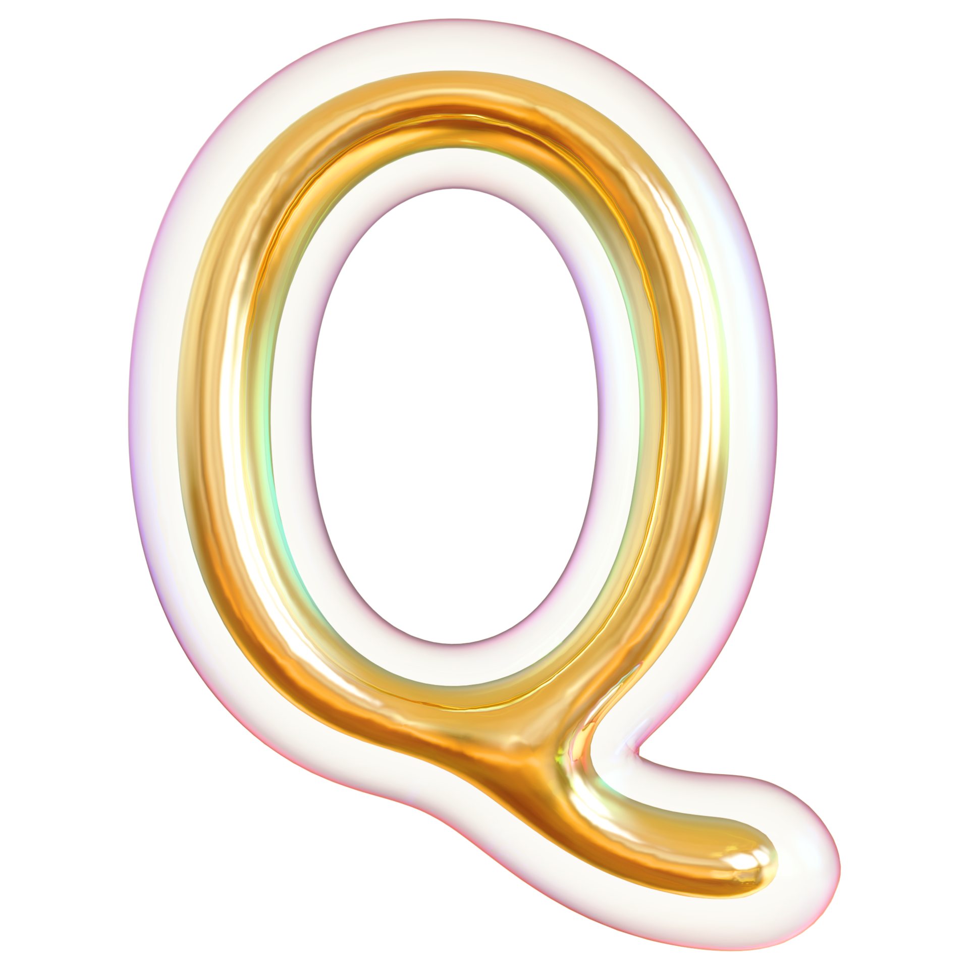 Gold bubble letter Q font 3d render 36304661 PNG