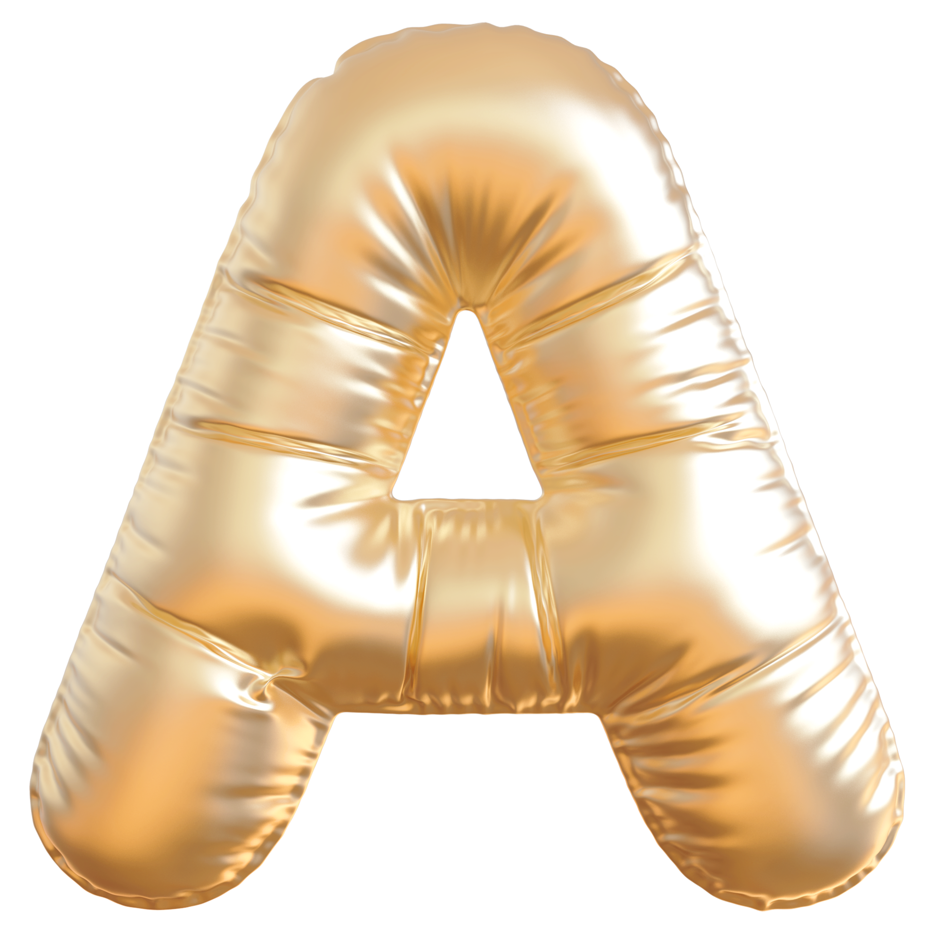 Gold bubble letter A font 3d render 36304767 PNG