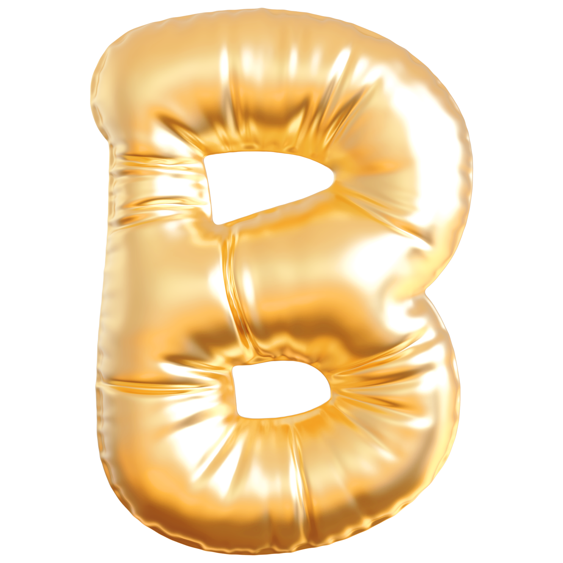 Gold bubble letter B font 3d render 36305058 PNG