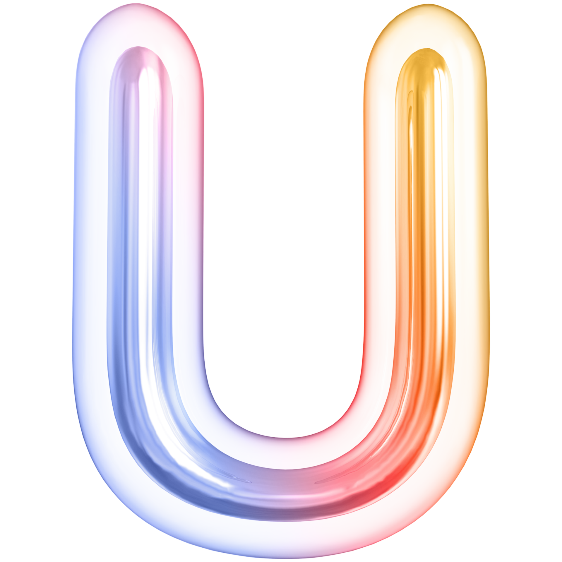 Gradient bubble letter U font 3d render 36305250 PNG