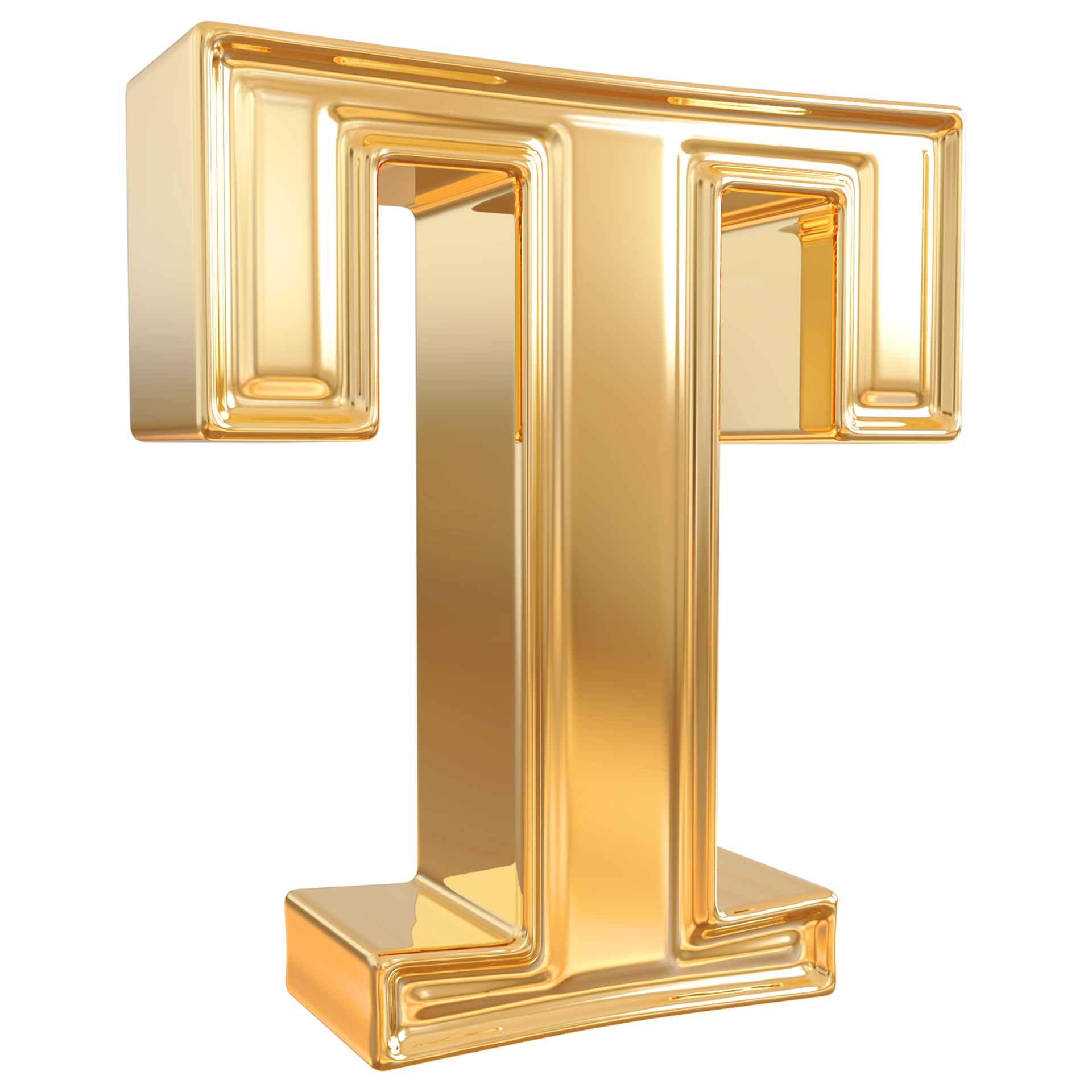 Gold letter T font 3d render 36305289 PNG