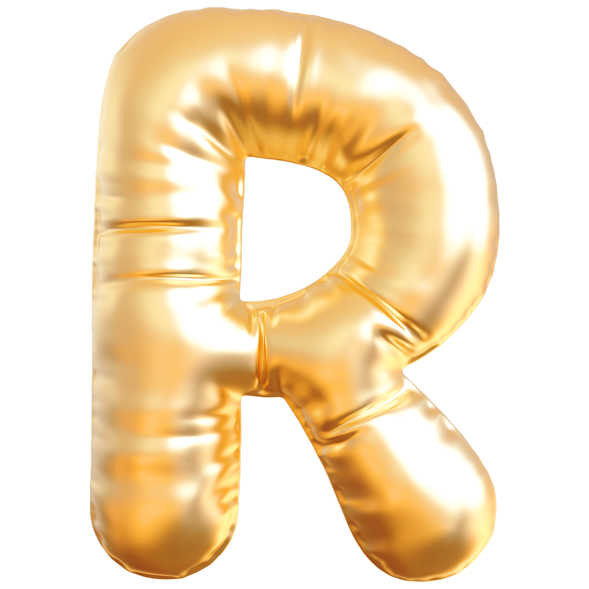 Gold bubble letter R font 3d render 36305363 PNG
