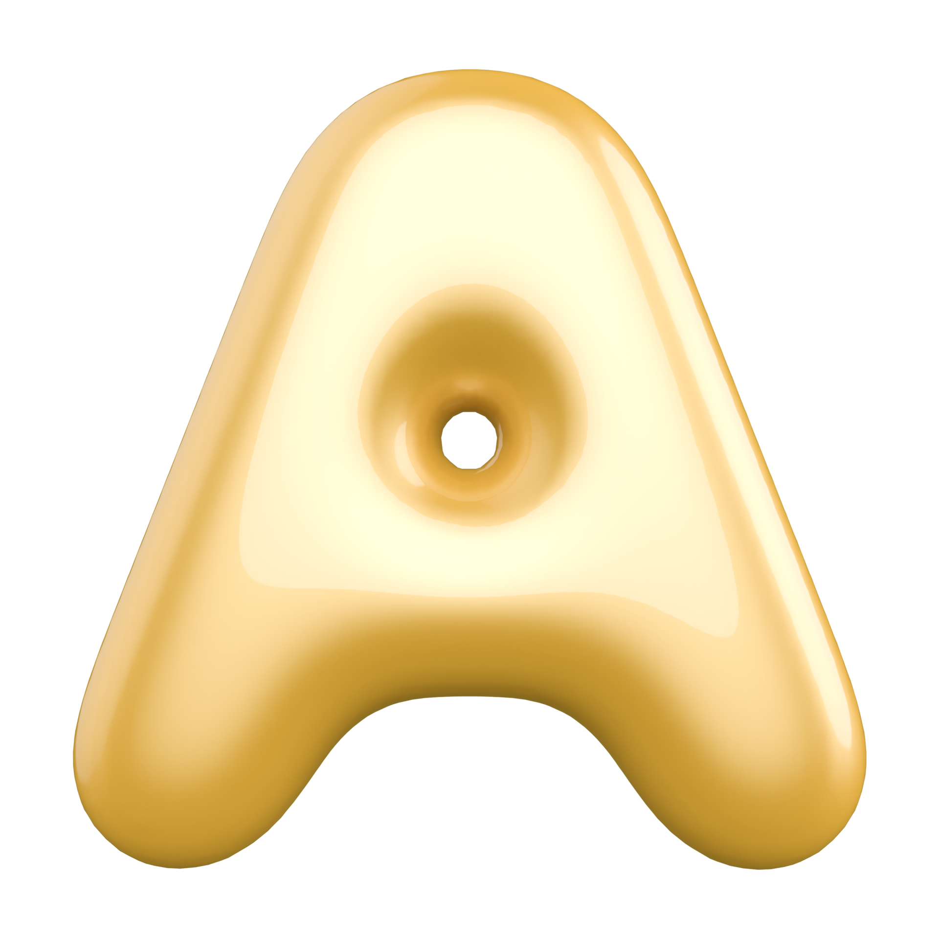 Gold bubble letter A font 3d render 36306419 PNG