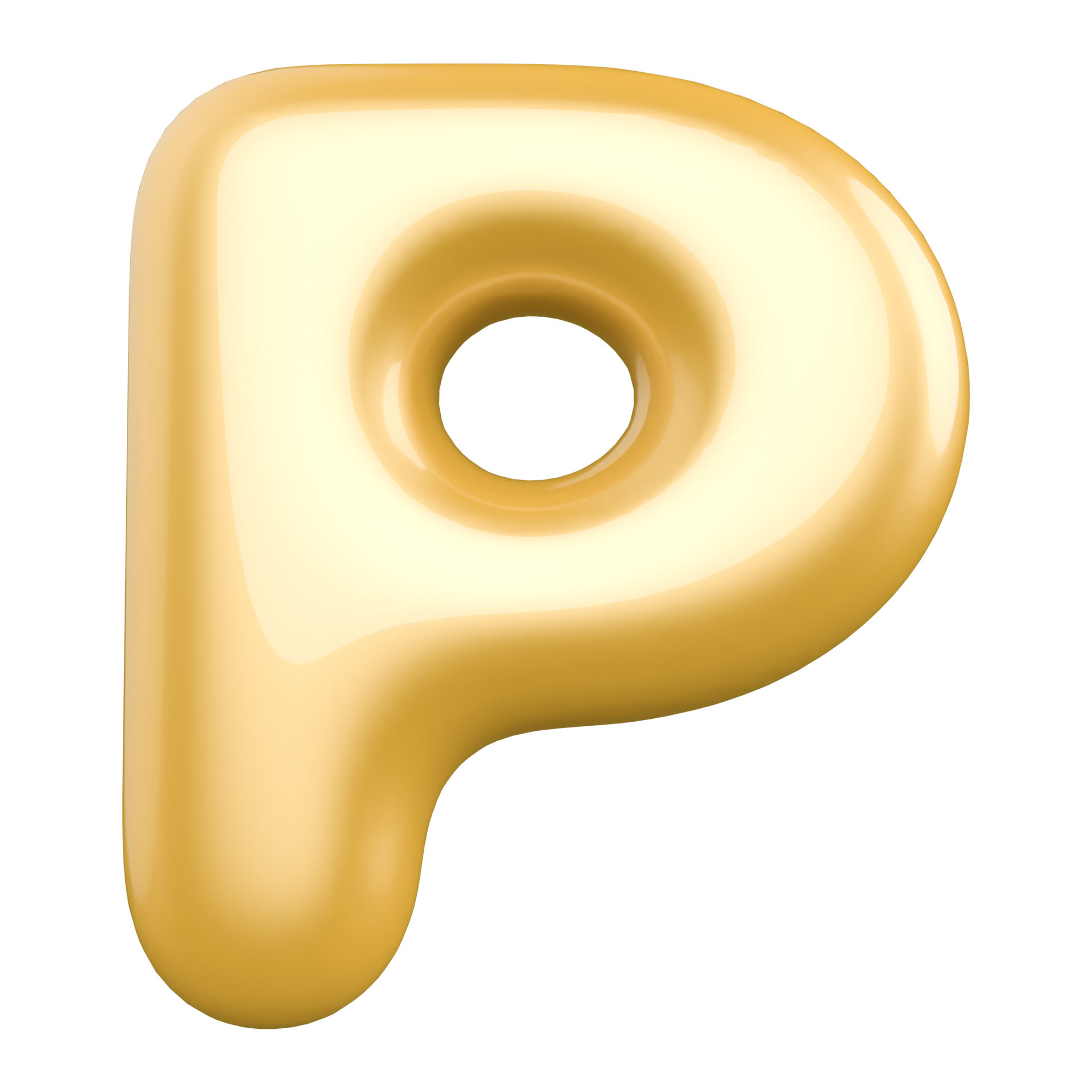Gold bubble letter P font 3d render 36306474 PNG