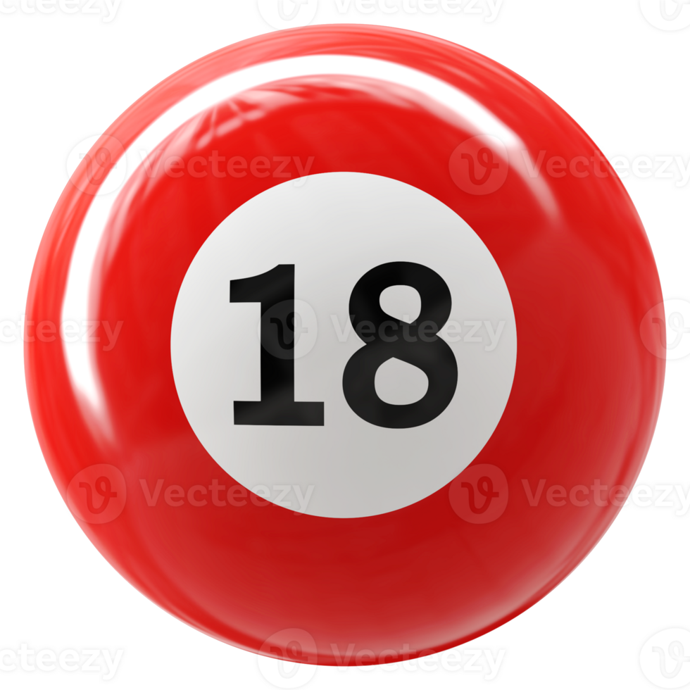 18 nombre 3d Balle rouge 36307195 PNG