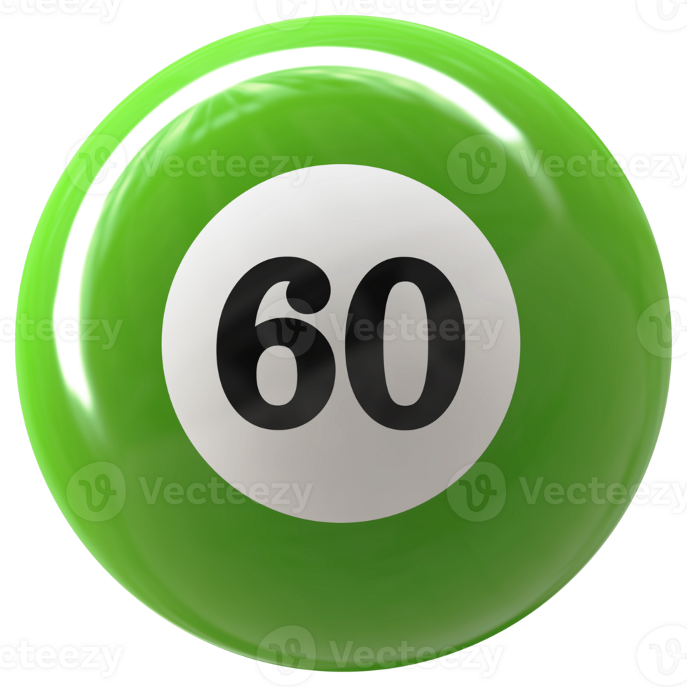 60 60 número 3d pelota verde 36307201 PNG