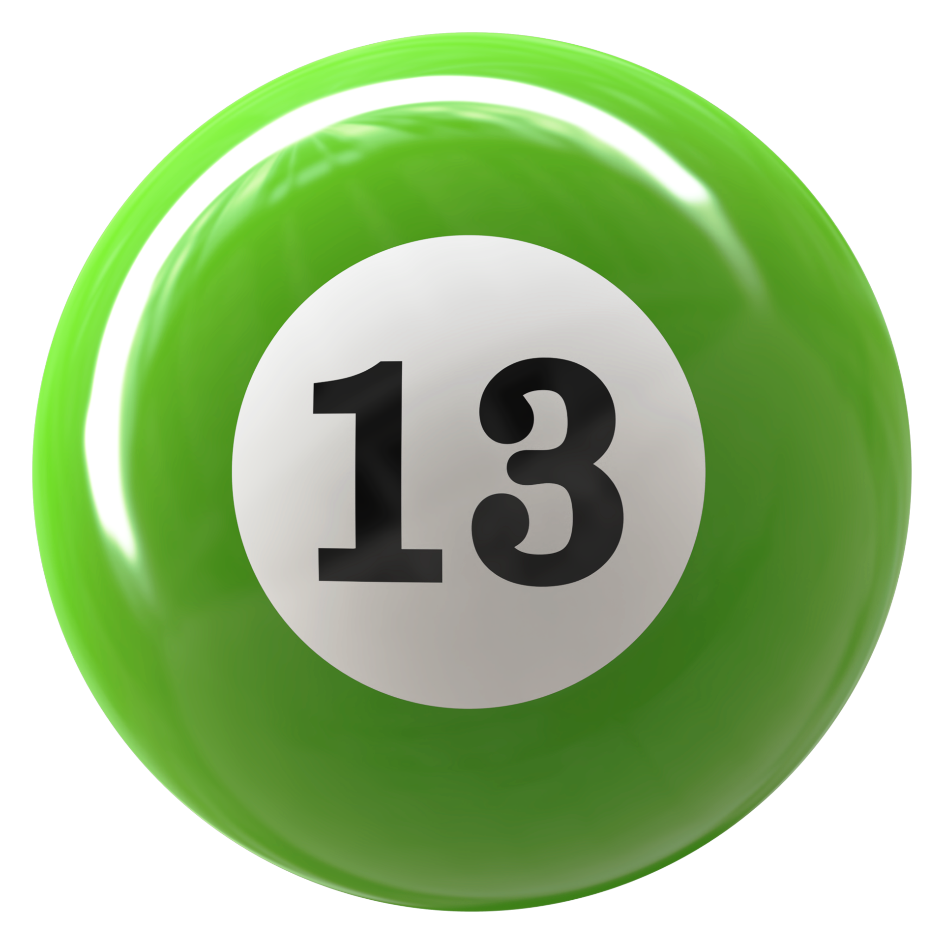13 número 3d pelota verde 36307245 PNG