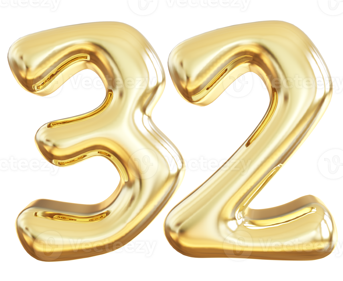 Gold 3d number 32 36308262 PNG
