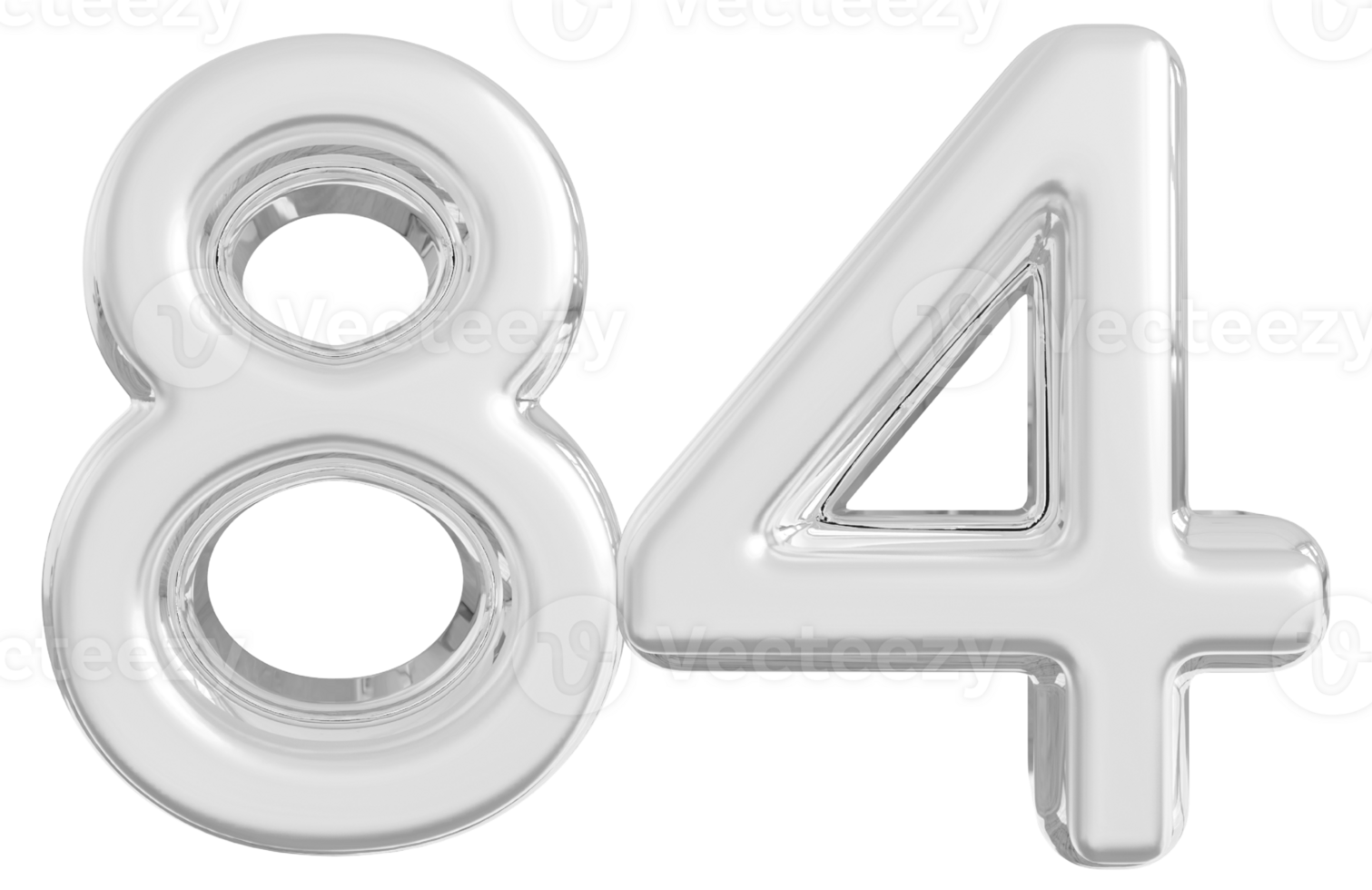 Silver 3d Number 84 36308780 PNG