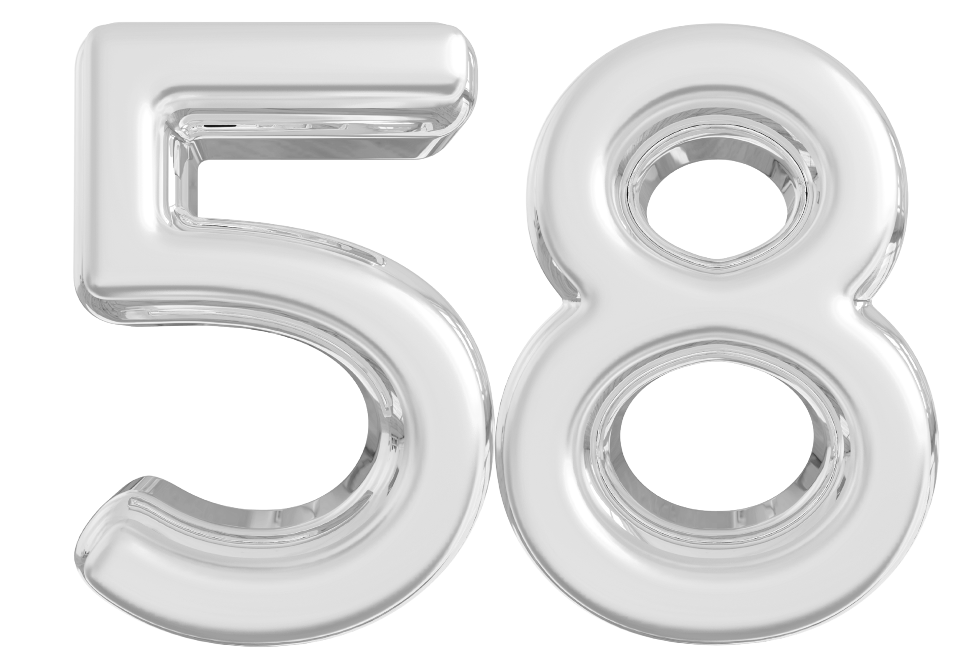 Silver 3d Number 58 36308795 PNG