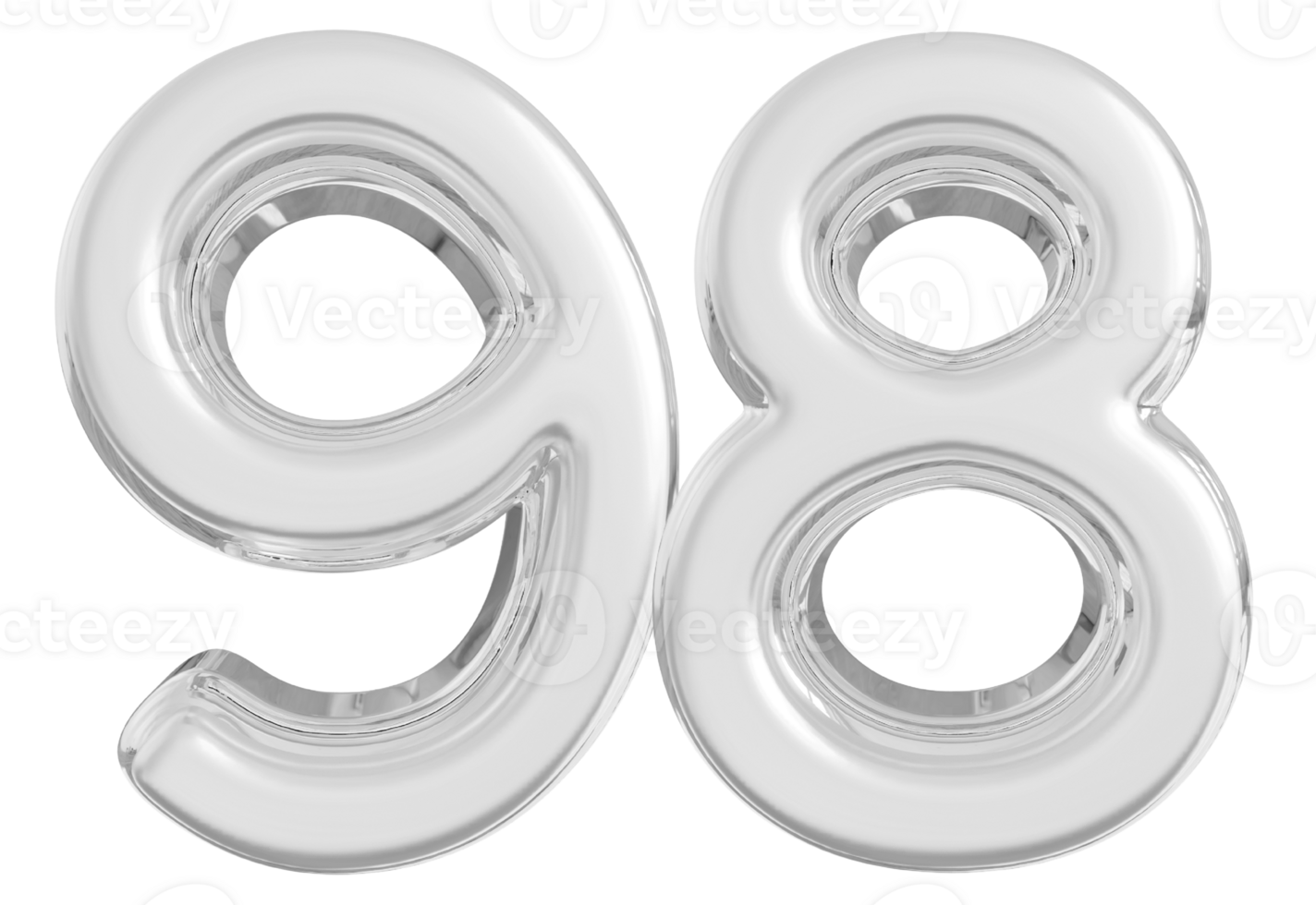Silver 3d Number 98 36308944 Png