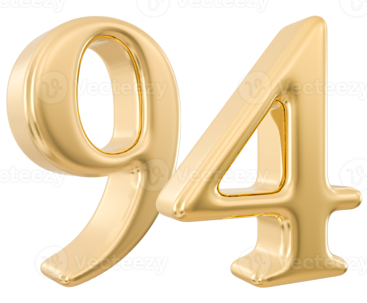 Gold 3d Number 94 36308992 PNG