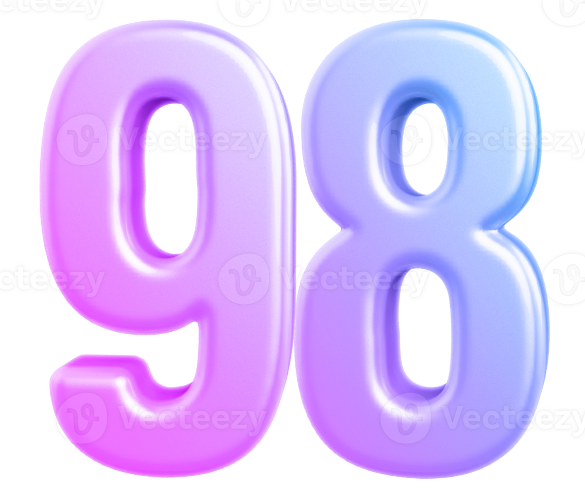 3d Number 98 Gradient 36309125 Png