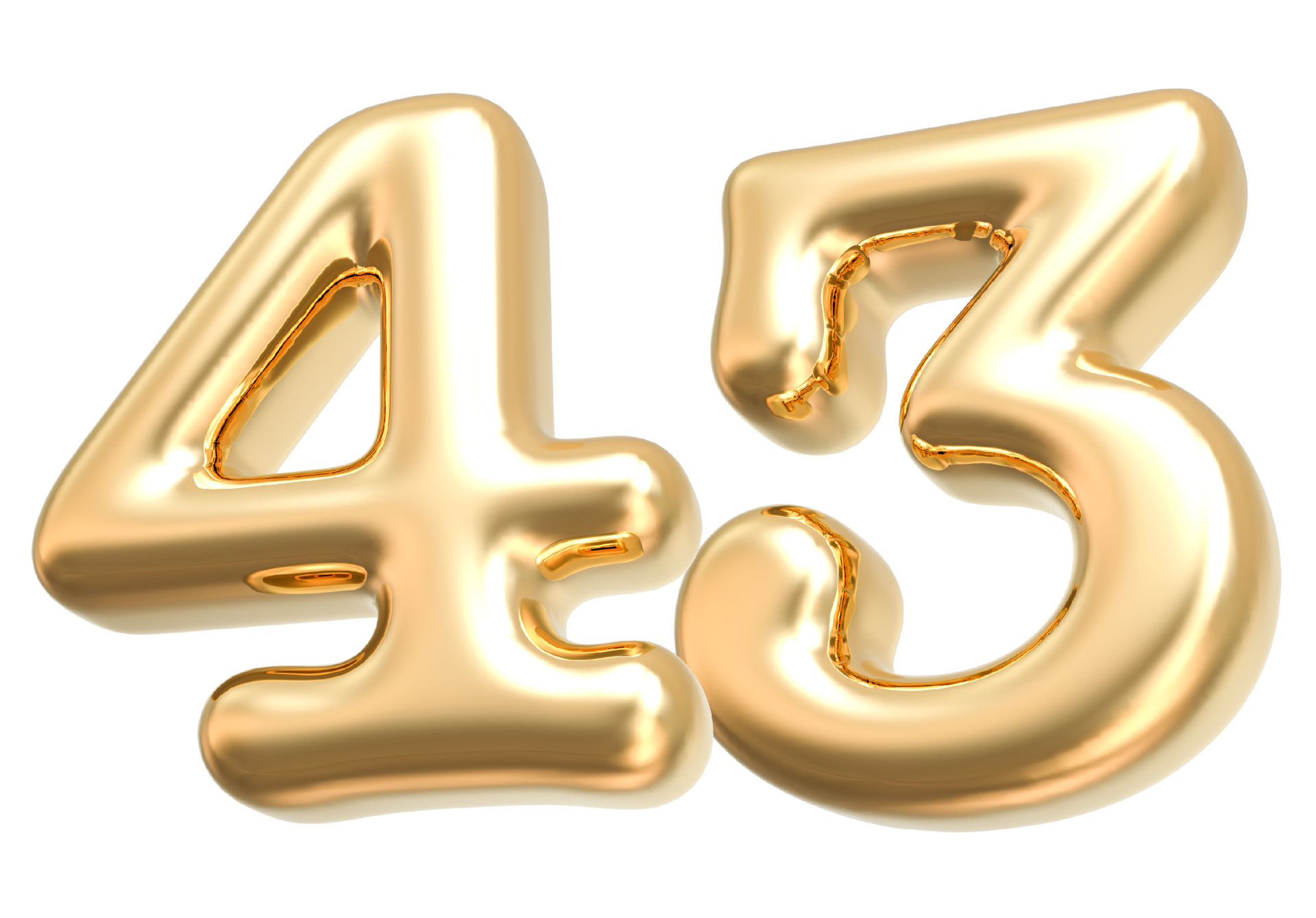 Gold 3d Number 43 36309278 PNG gold-3d-number-43-36309278-png
