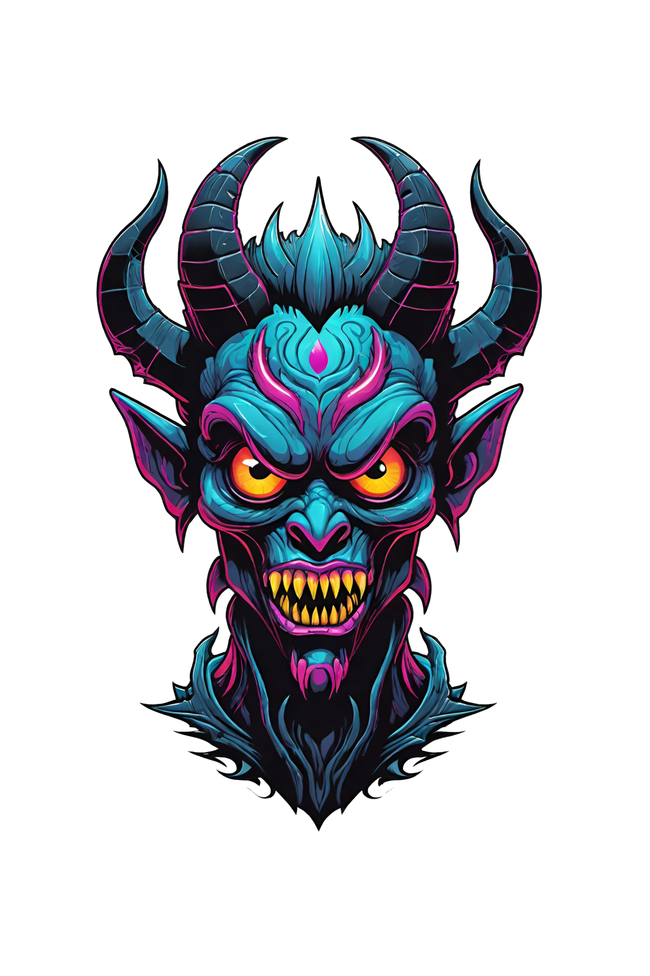 Ai Generated Angry Devil Head With Horns Design Illustration 36310643 Png