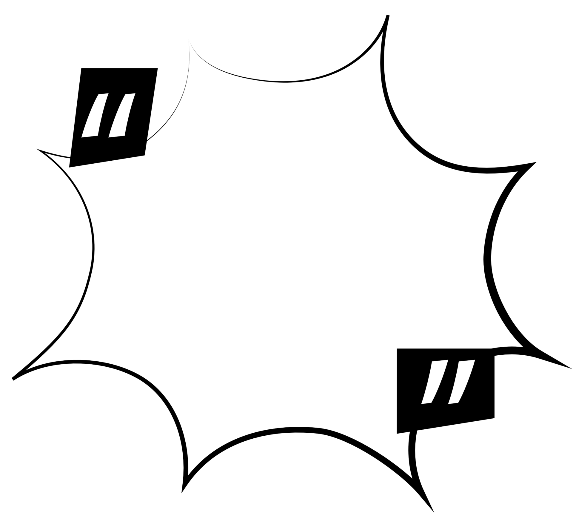 Black and white speech bubble balloon with quotation marks, icon sticker memo keyword planner ...