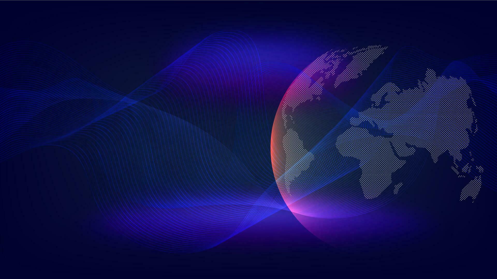 Abstract Global Network Connection Background Concept With Big Data Visualization Wave Flow