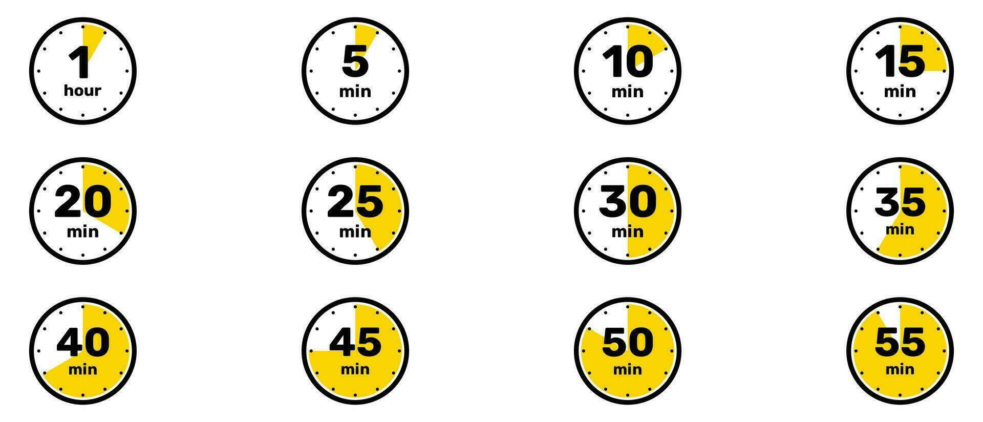 All Minutes Analog Clock Icon Set White Background Design 36312329